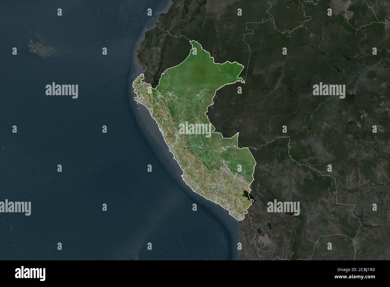 Shape of Peru separated by the desaturation of neighboring areas ...