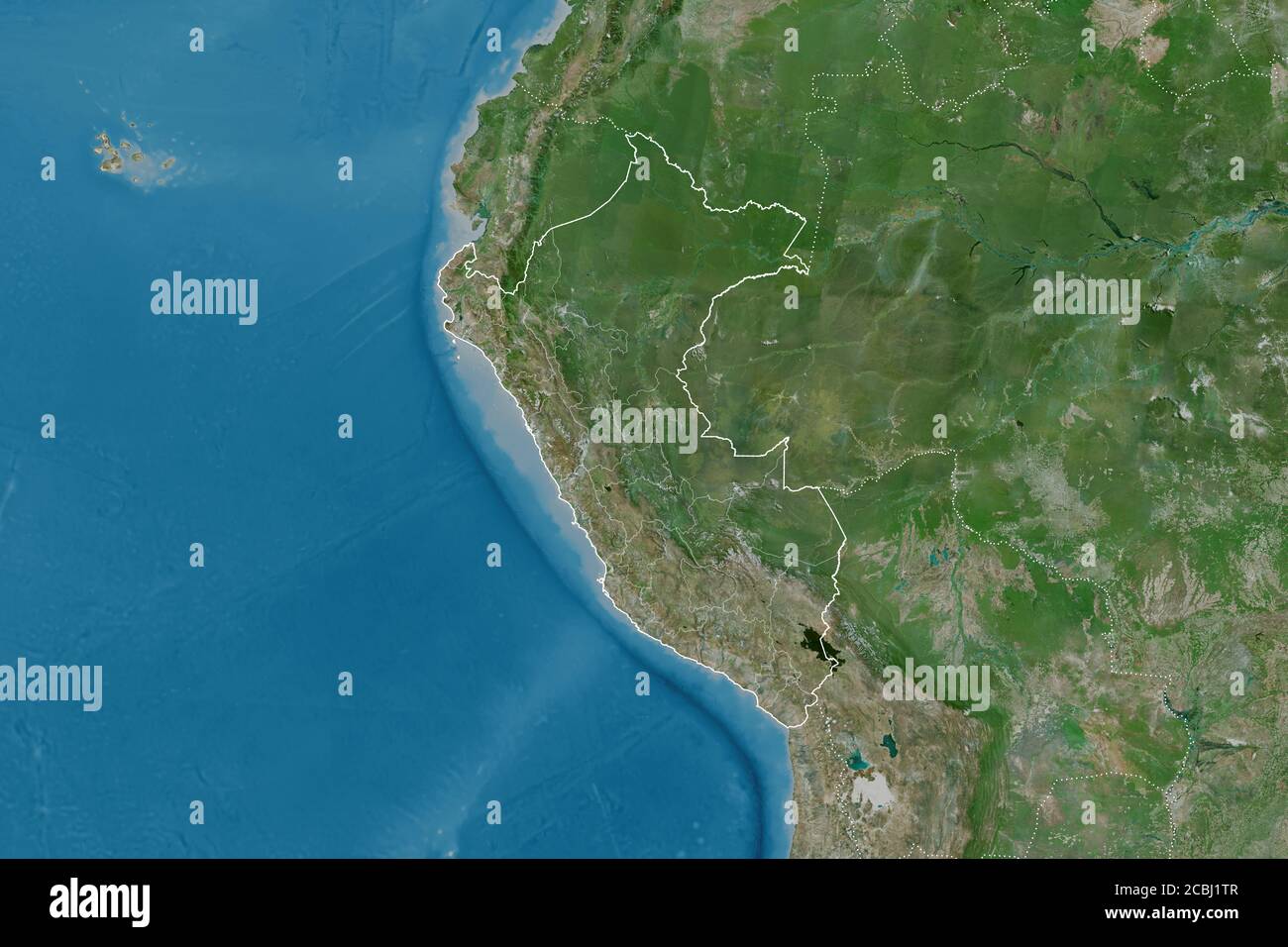 Extended area of Peru with country outline, international and regional ...