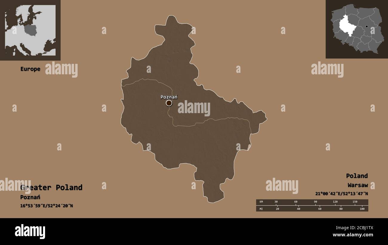 Shape of Greater Poland, voivodeship of Poland, and its capital ...