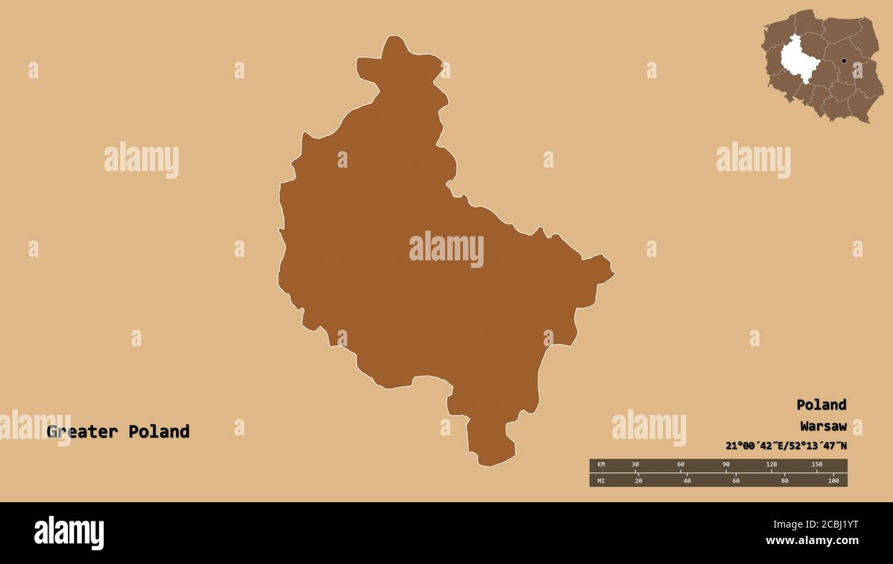 Shape of Greater Poland, voivodeship of Poland, with its capital ...