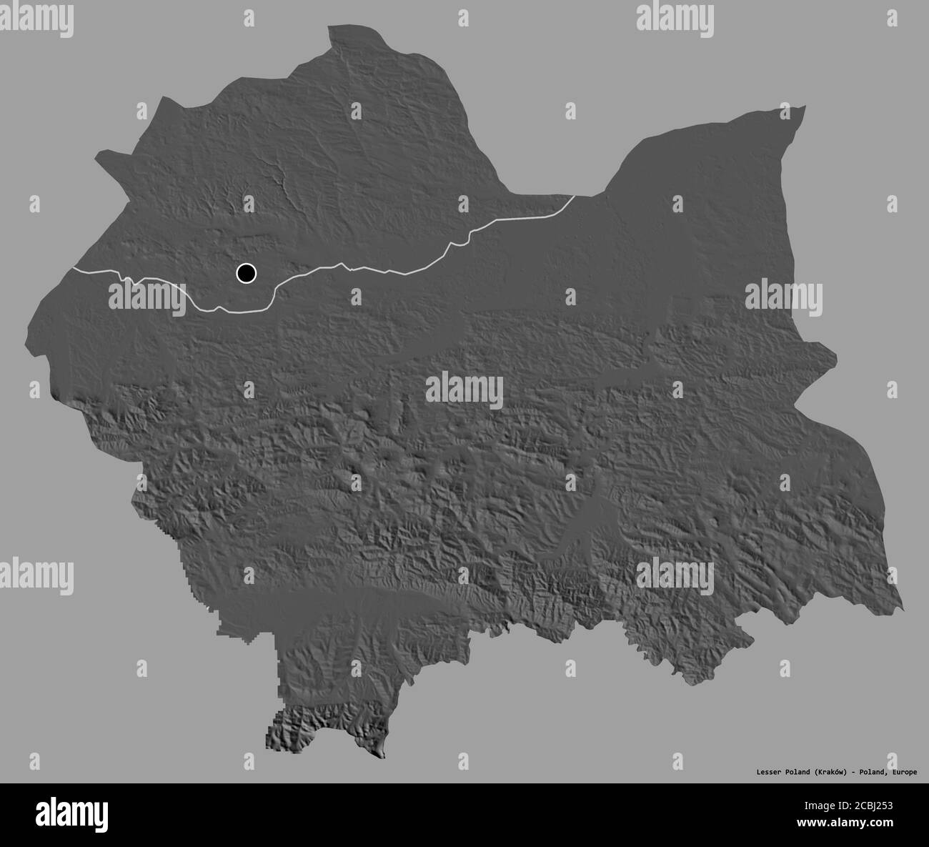 Shape of Lesser Poland, voivodeship of Poland, with its capital ...