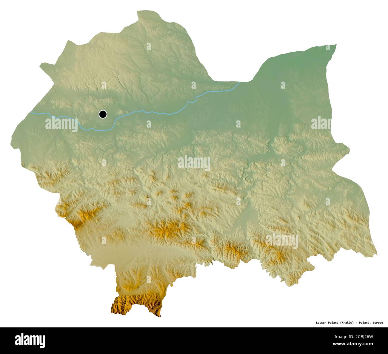 Shape of Lesser Poland, voivodeship of Poland, with its capital ...