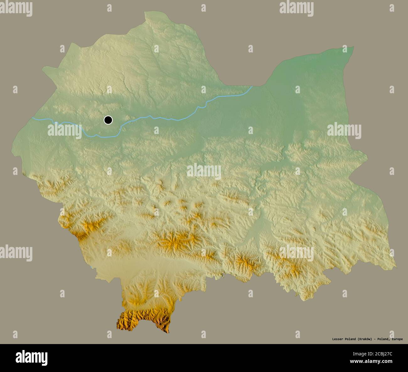 Shape of Lesser Poland, voivodeship of Poland, with its capital ...