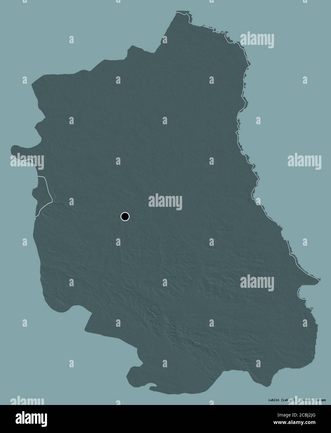 Shape of Lublin, voivodeship of Poland, with its capital isolated on a ...