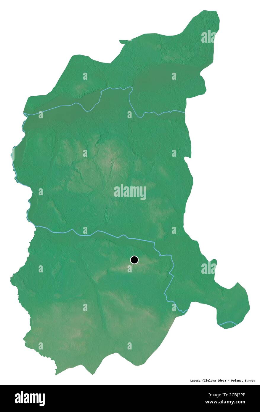 Shape of Lubusz, voivodeship of Poland, with its capital isolated on ...