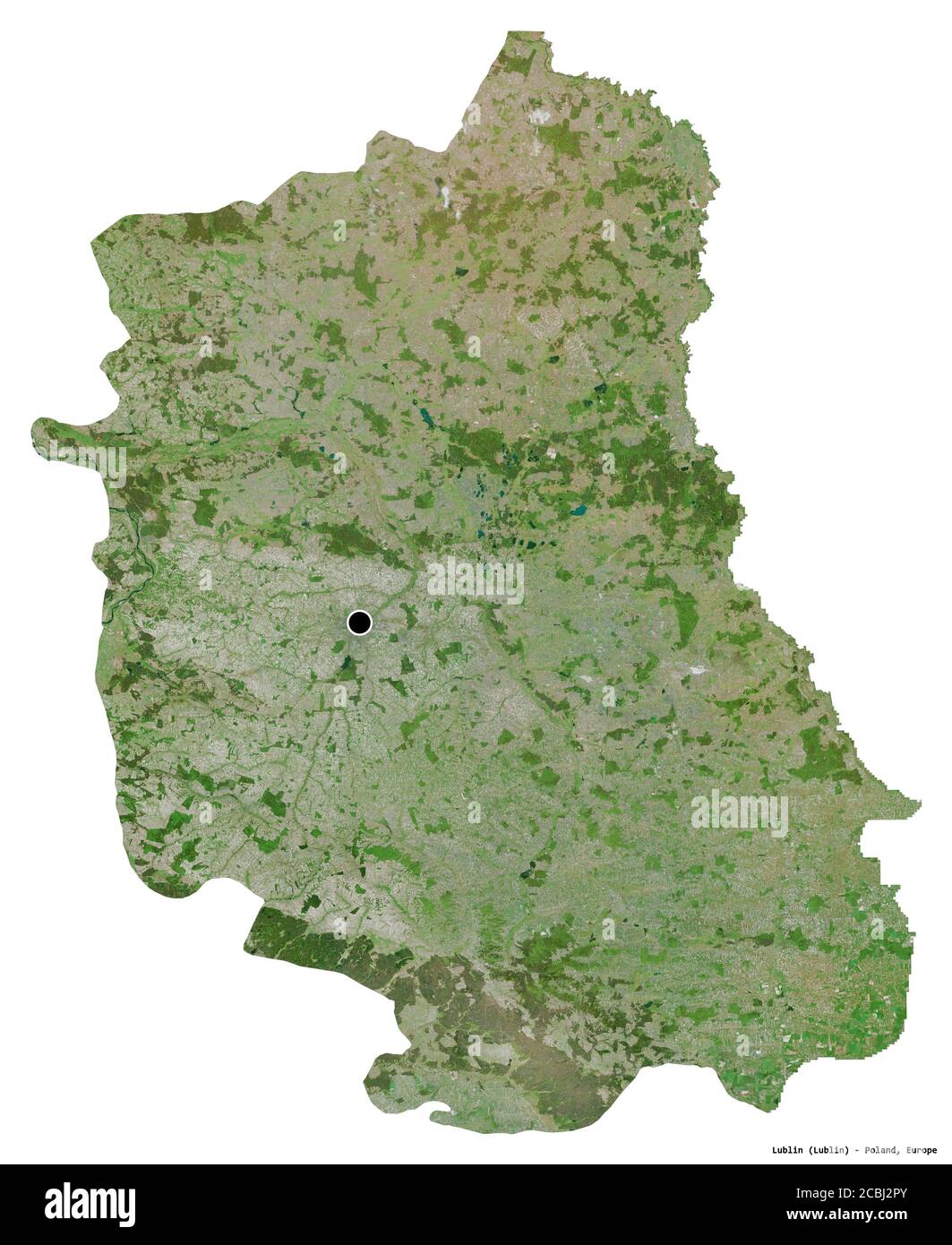 Shape of Lublin, voivodeship of Poland, with its capital isolated on ...