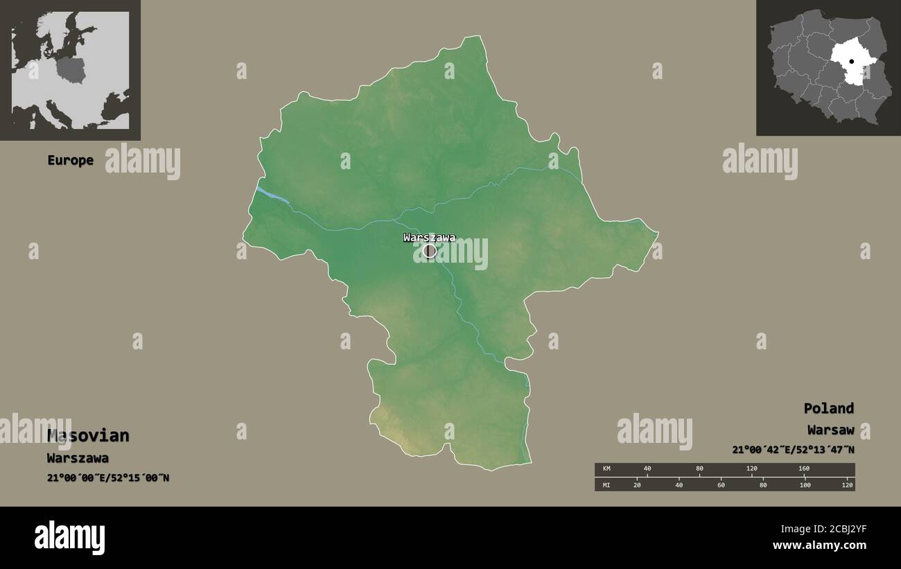 Shape of Masovian, voivodeship of Poland, and its capital. Distance ...