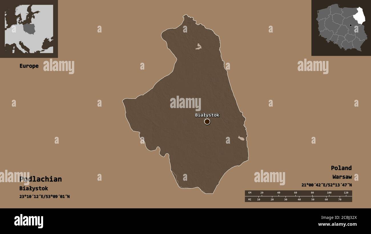 Shape of Podlachian, voivodeship of Poland, and its capital. Distance ...