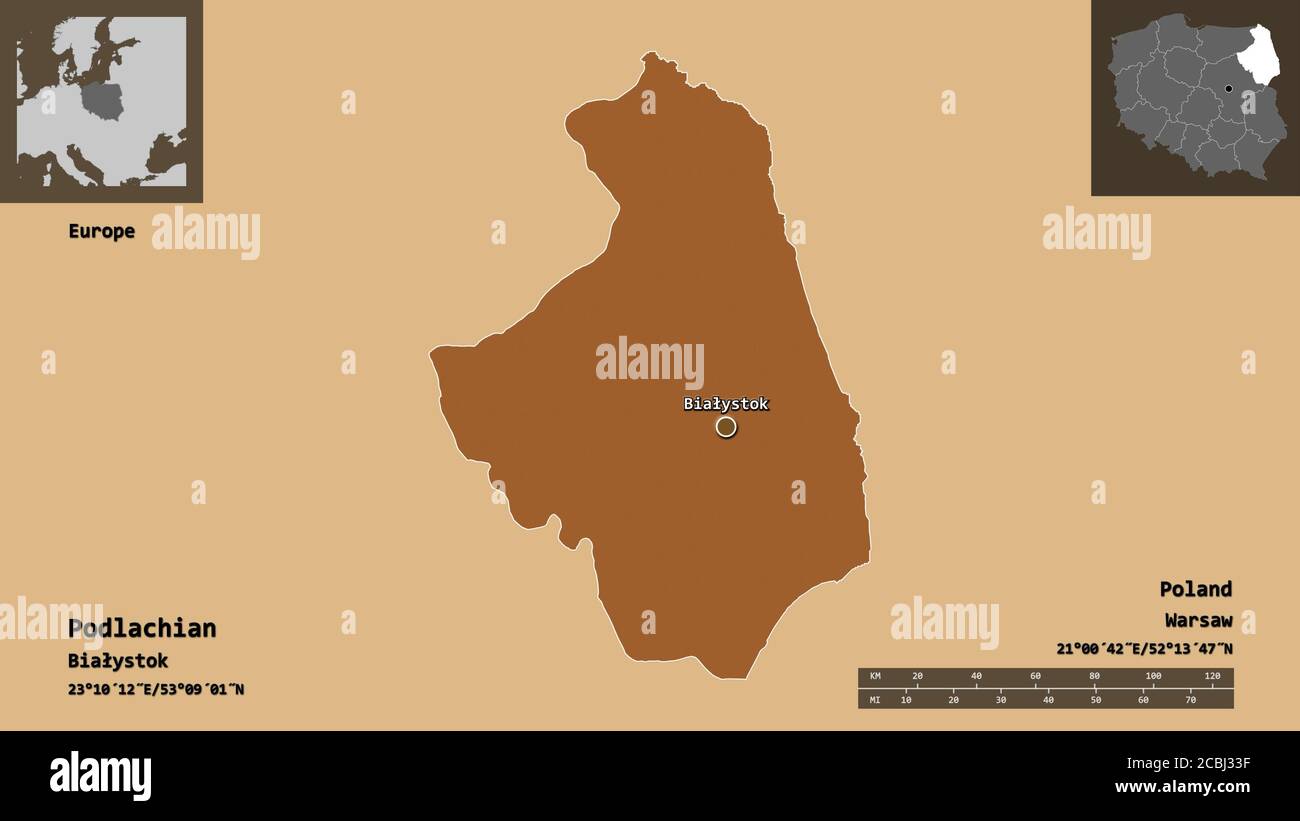 Shape of Podlachian, voivodeship of Poland, and its capital. Distance ...