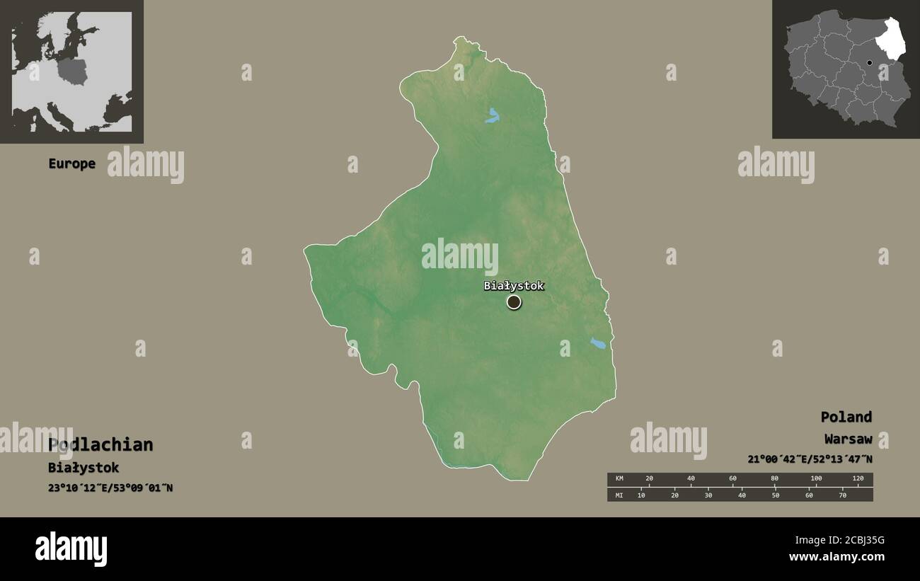 Shape of Podlachian, voivodeship of Poland, and its capital. Distance ...