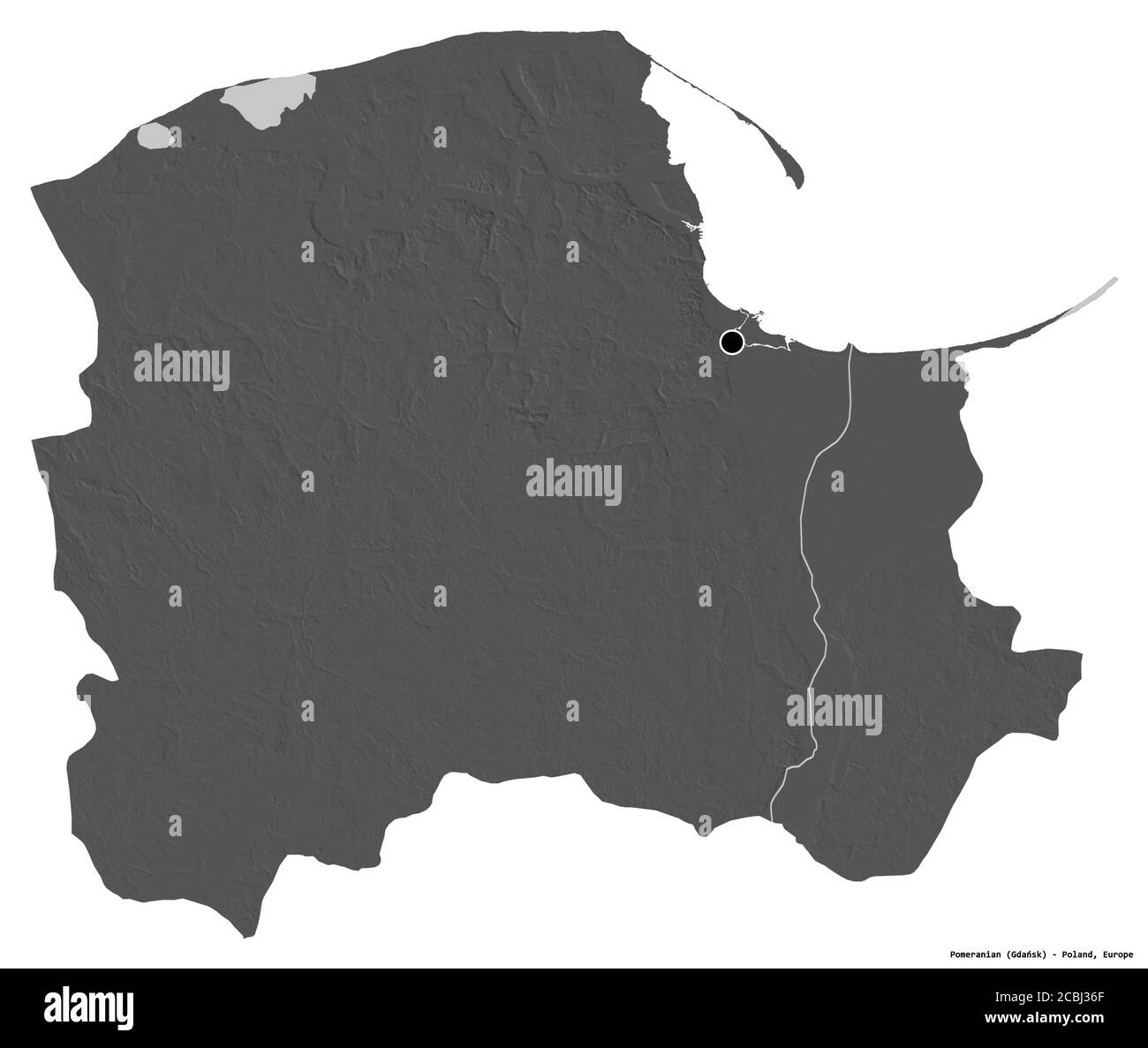 Shape of Pomeranian, voivodeship of Poland, with its capital isolated ...