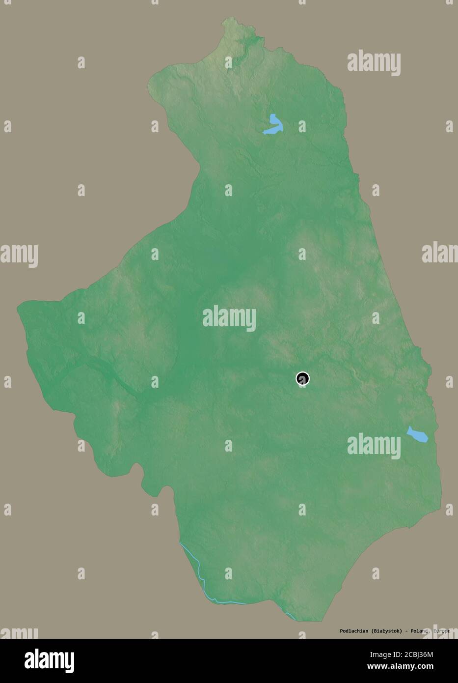 Shape of Podlachian, voivodeship of Poland, with its capital isolated ...