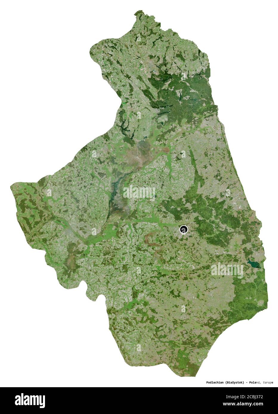 Shape of Podlachian, voivodeship of Poland, with its capital isolated ...