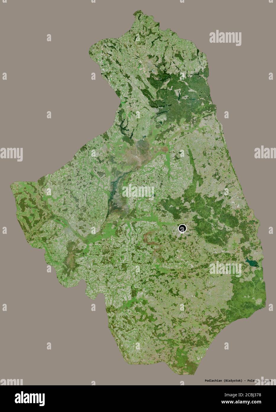 Shape of Podlachian, voivodeship of Poland, with its capital isolated ...