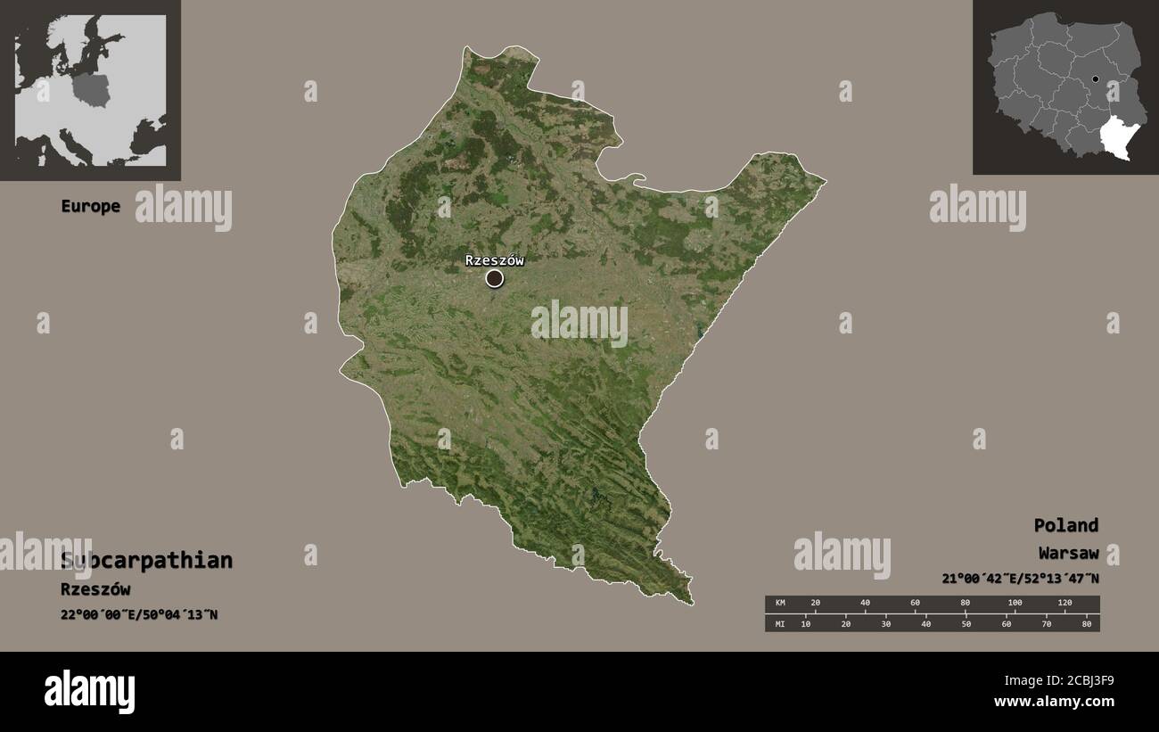 Shape of Subcarpathian, voivodeship of Poland, and its capital ...