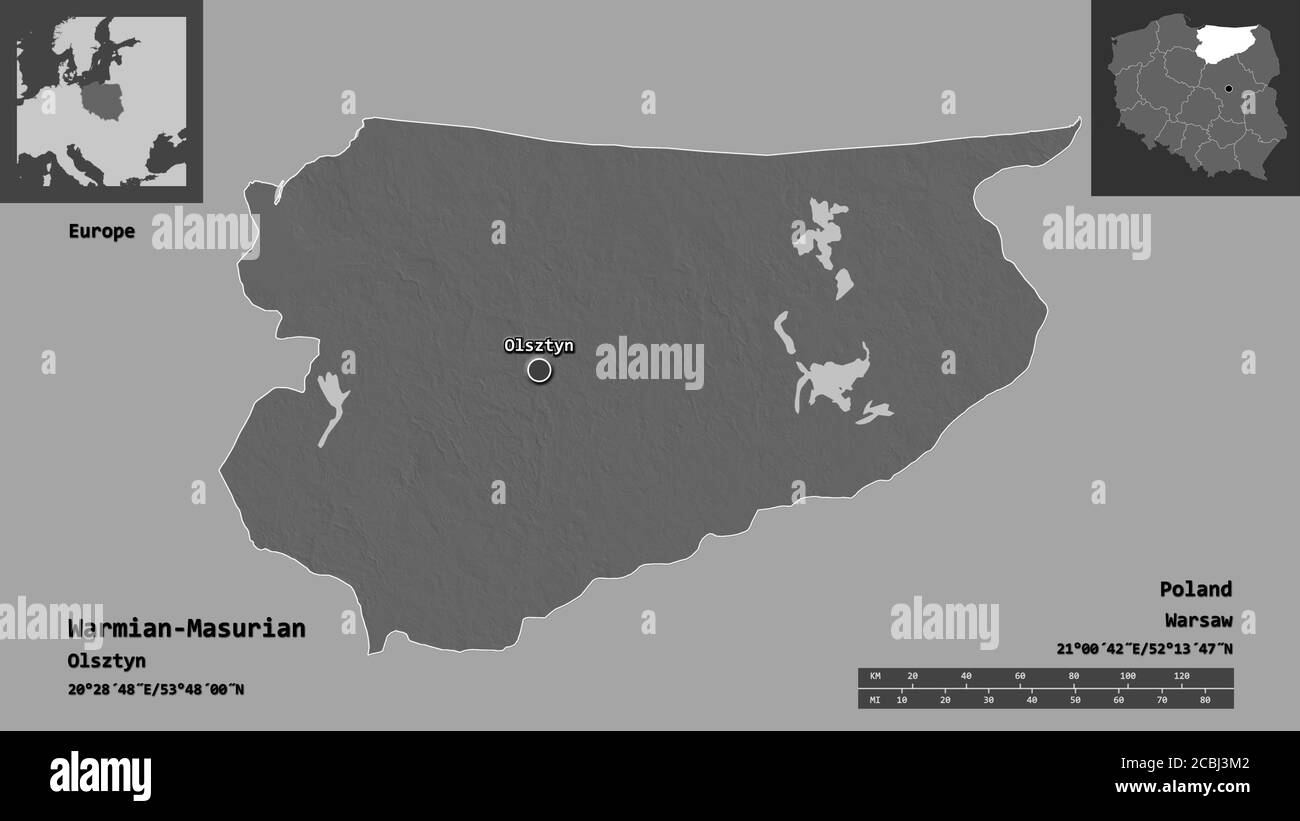 Shape of Warmian-Masurian, voivodeship of Poland, and its capital ...