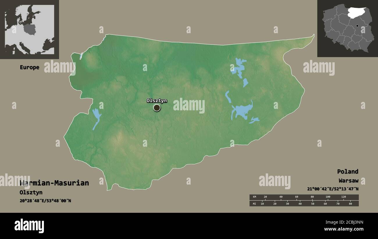 Shape of Warmian-Masurian, voivodeship of Poland, and its capital ...