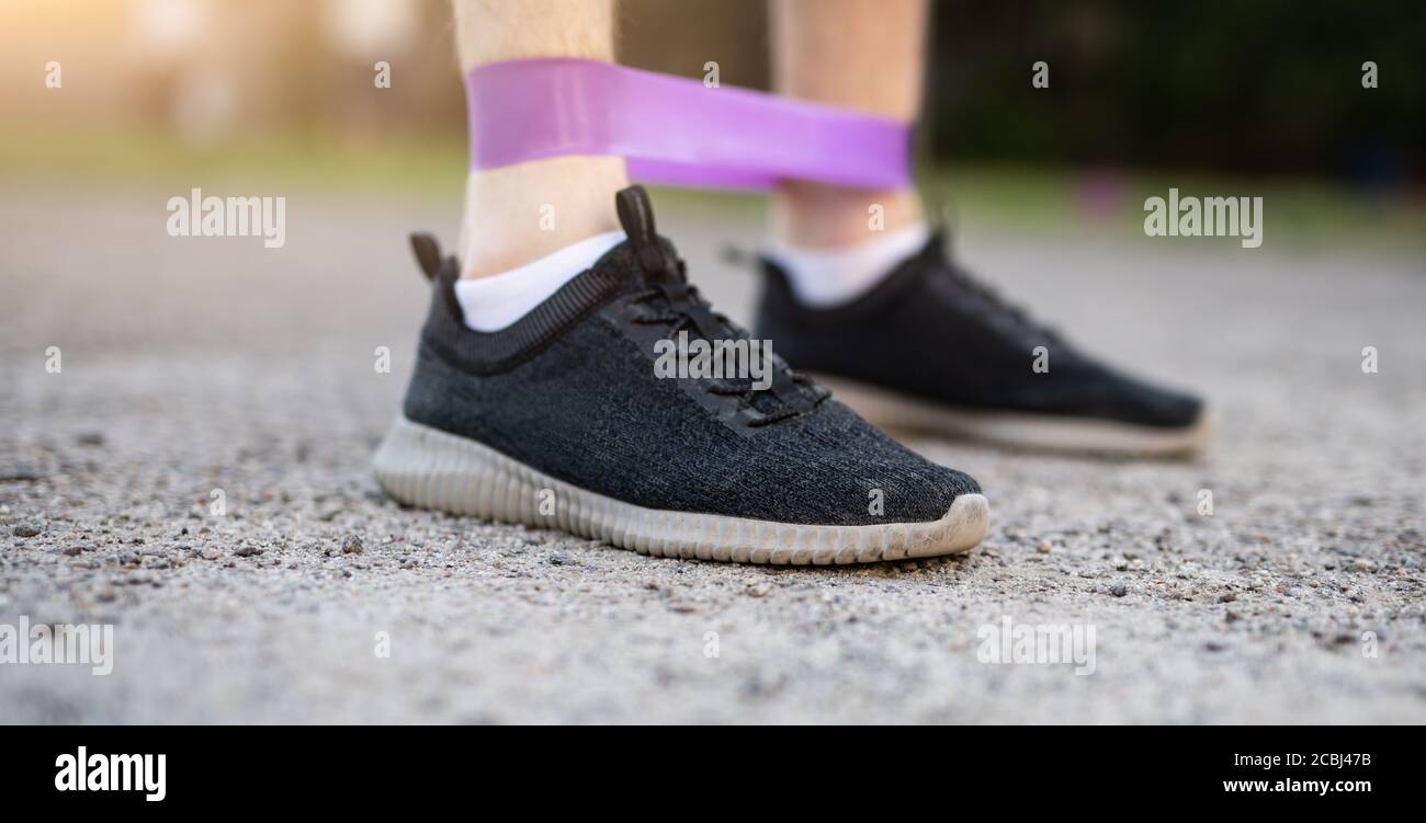 Resistance band exercise legs hi-res stock photography and images - Alamy