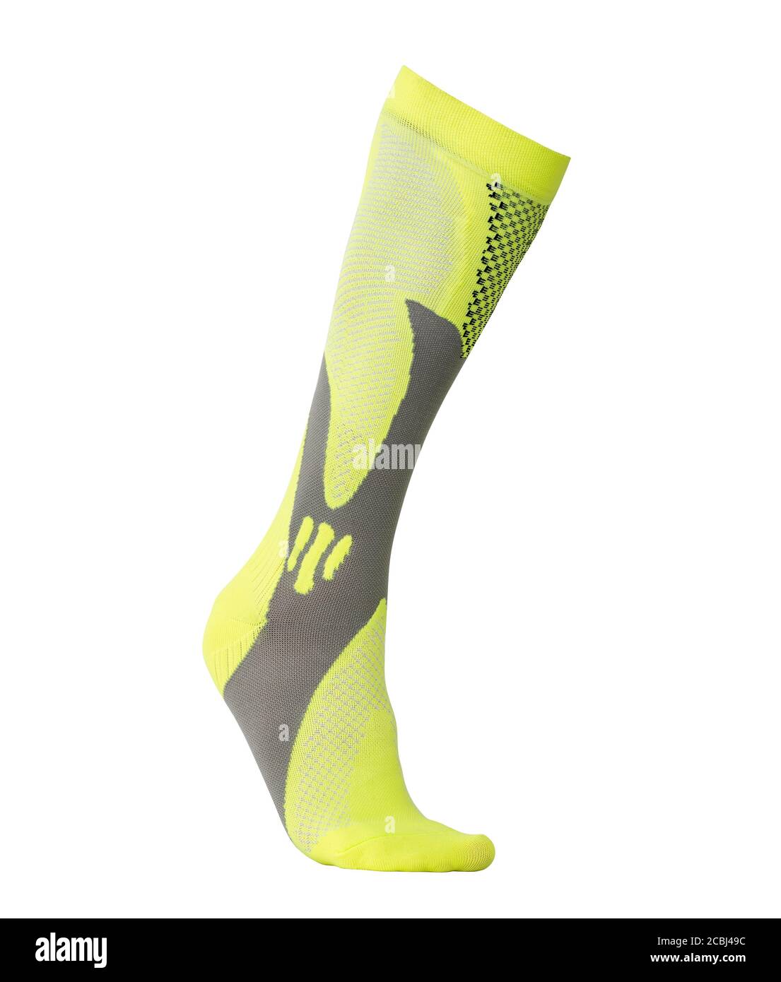 Yellow high athletic sock on white background Stock Photo - Alamy