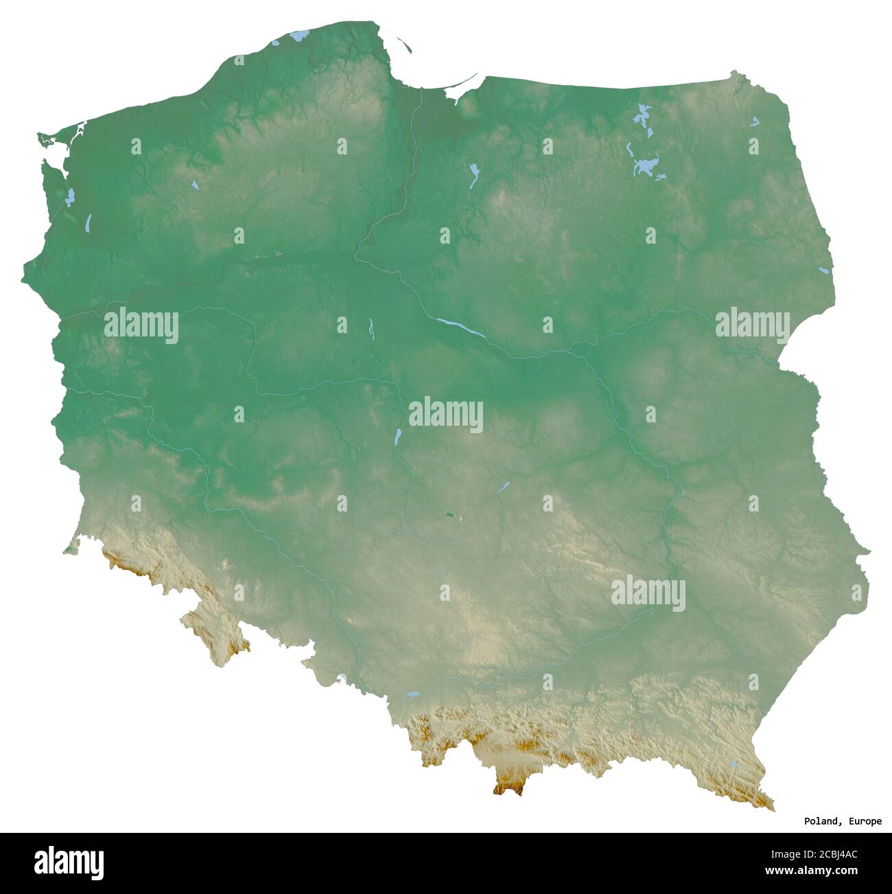 Shape of Poland with its capital isolated on white background ...