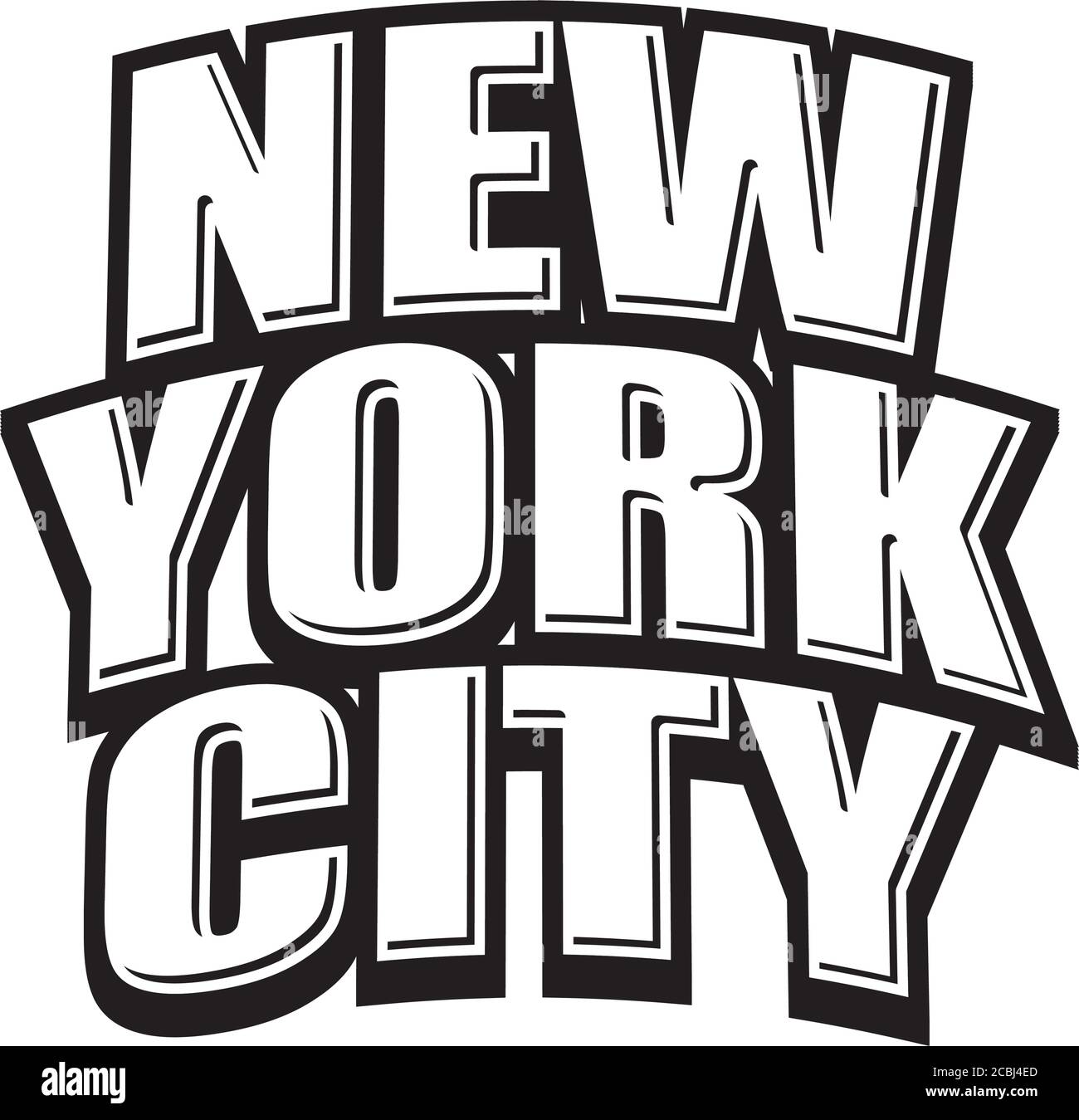 New York City lettering compostition. Black and white hand drawn ...