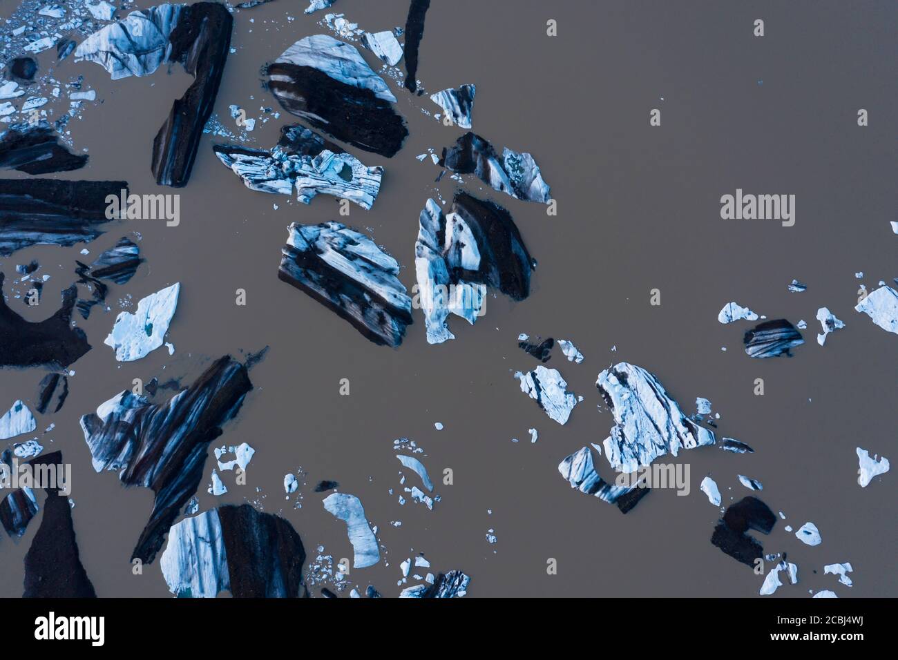 Aerial view of iceberg floes floating in water, Iceland. Concept of ...