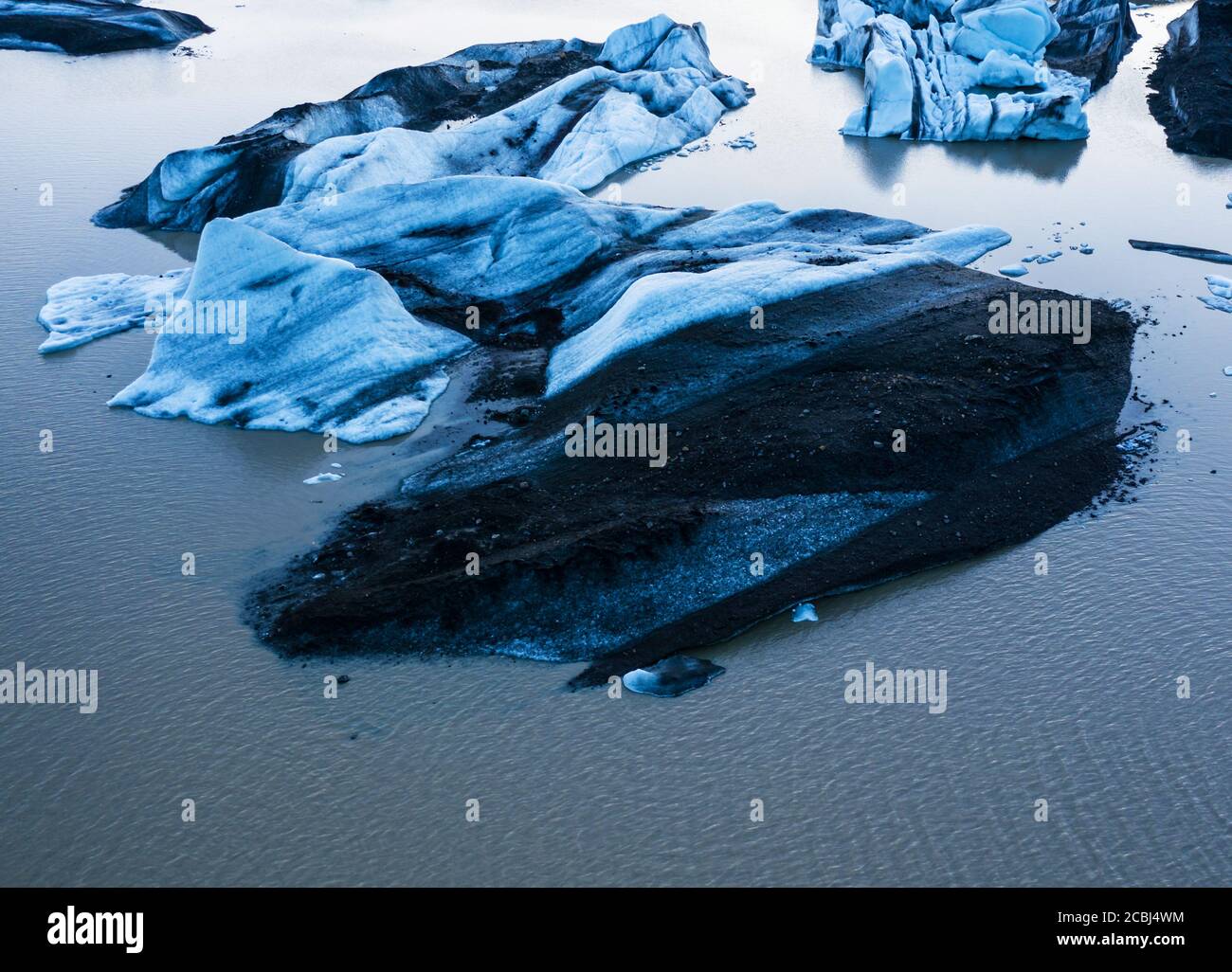 Aerial view of iceberg floes floating in water, Iceland. Concept of ...