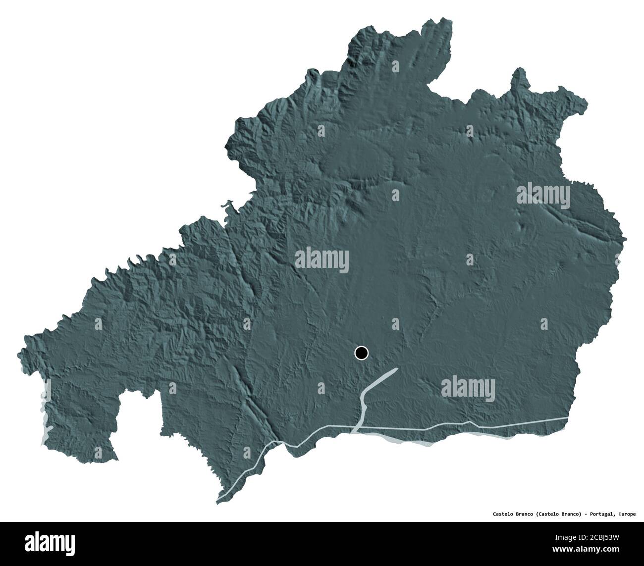 Shape of Castelo Branco, district of Portugal, with its capital ...