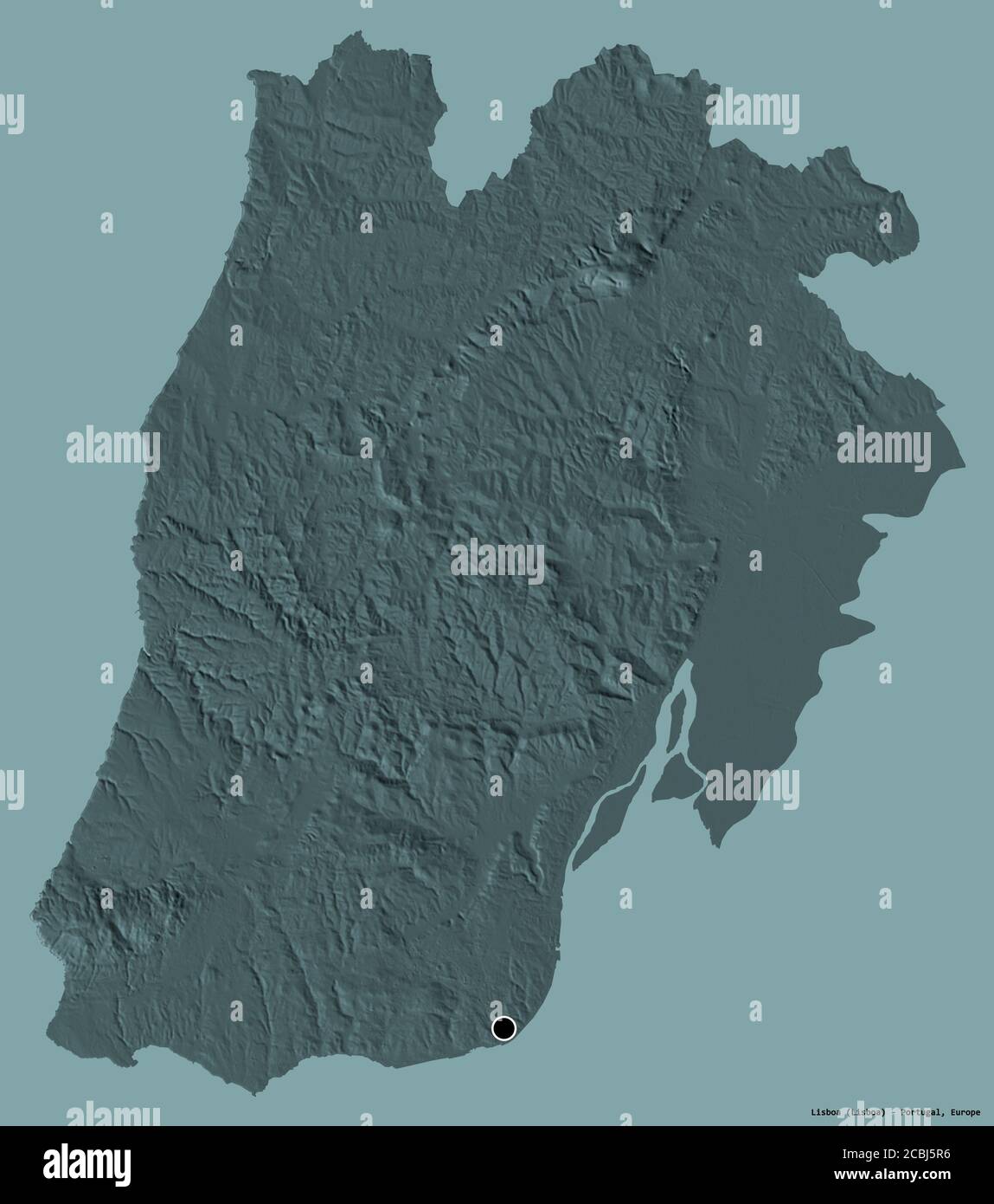 Shape of Lisboa, district of Portugal, with its capital isolated on a ...
