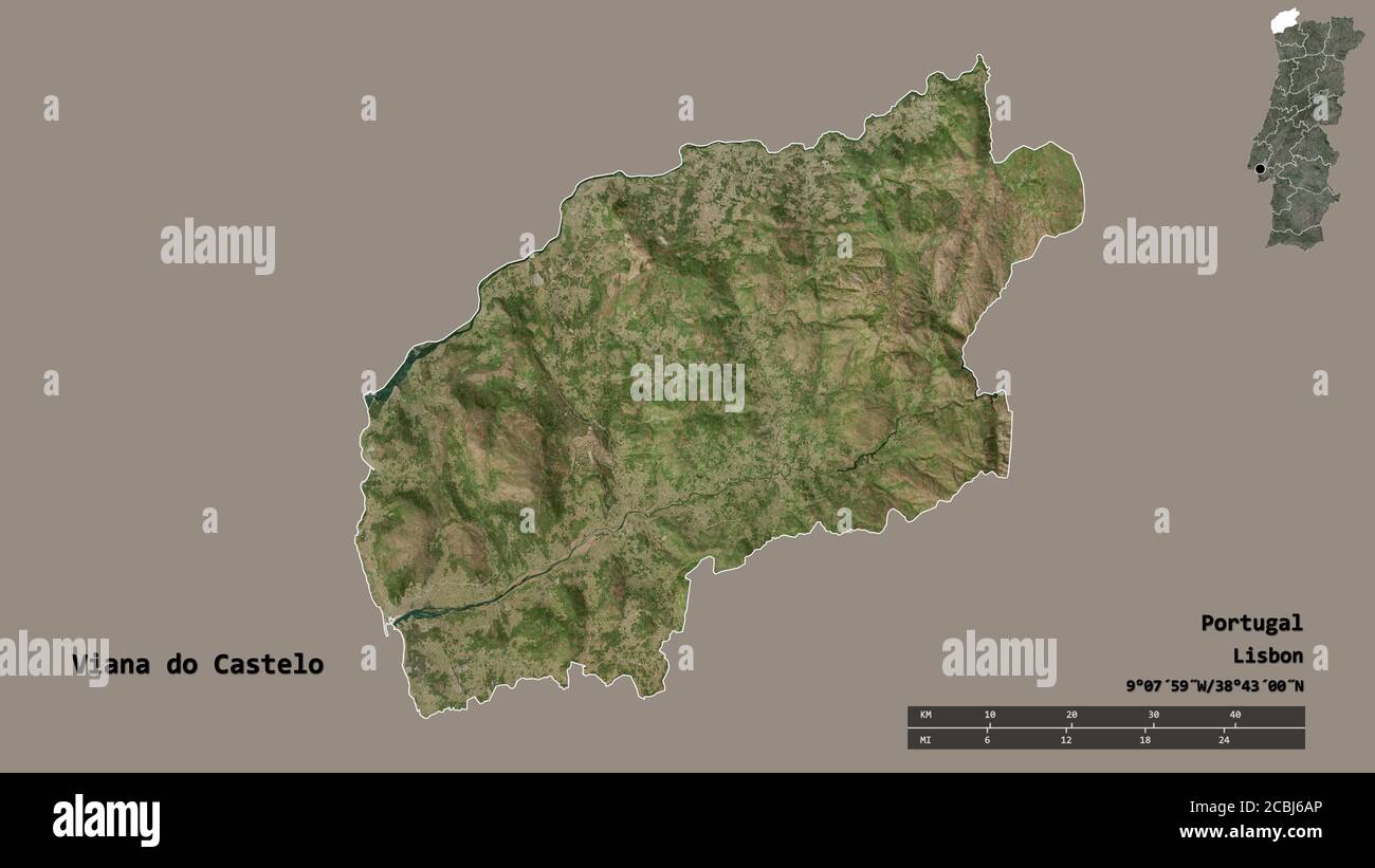 Shape of Viana do Castelo, district of Portugal, with its capital ...