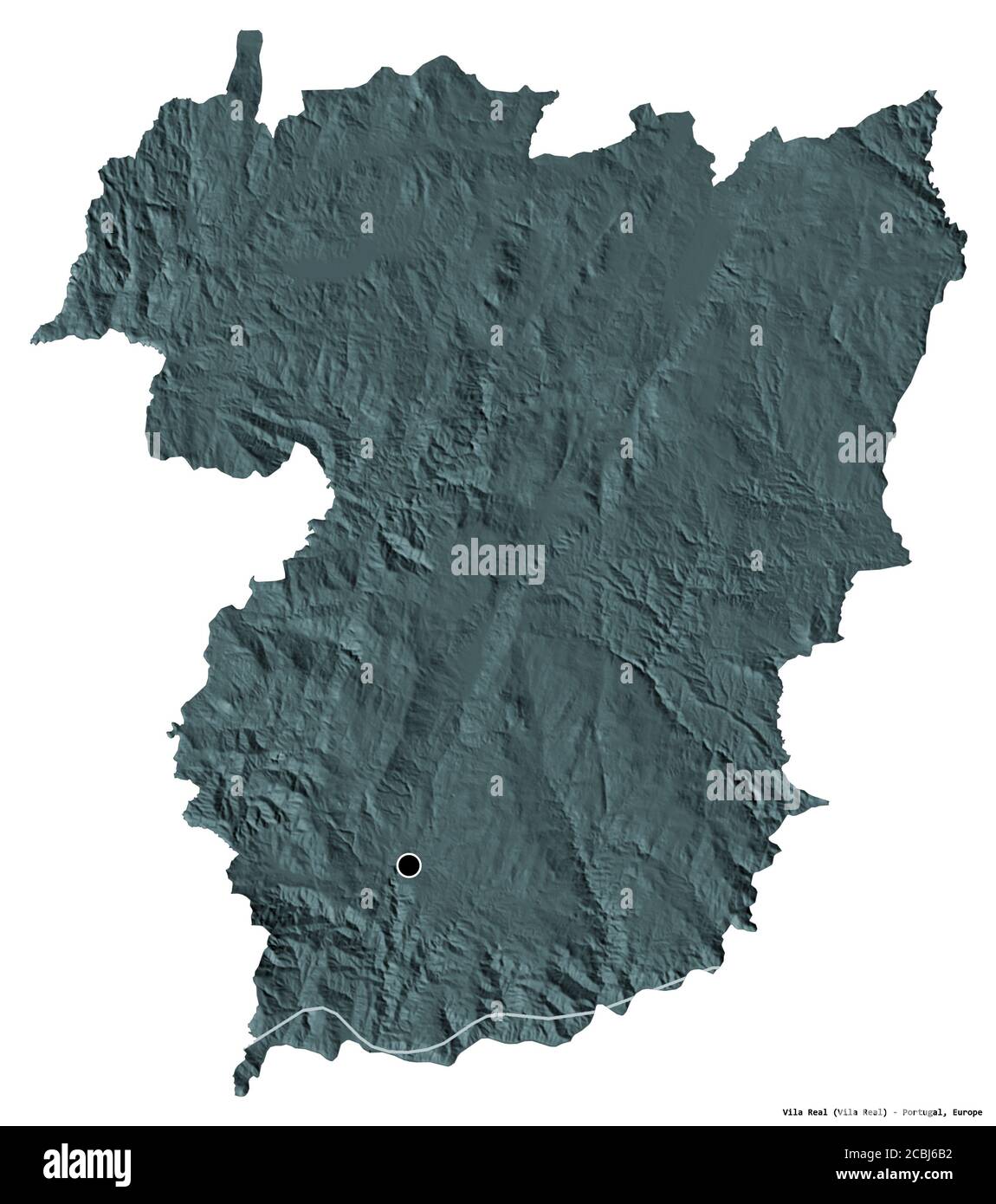 Shape of Vila Real, district of Portugal, with its capital isolated on ...