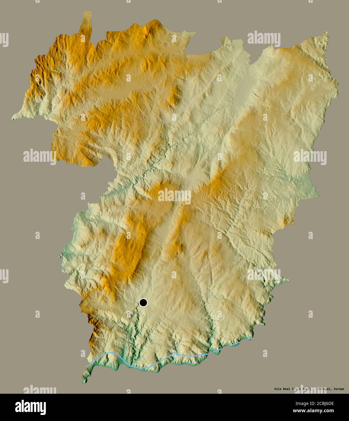 Shape of Vila Real, district of Portugal, with its capital isolated on ...