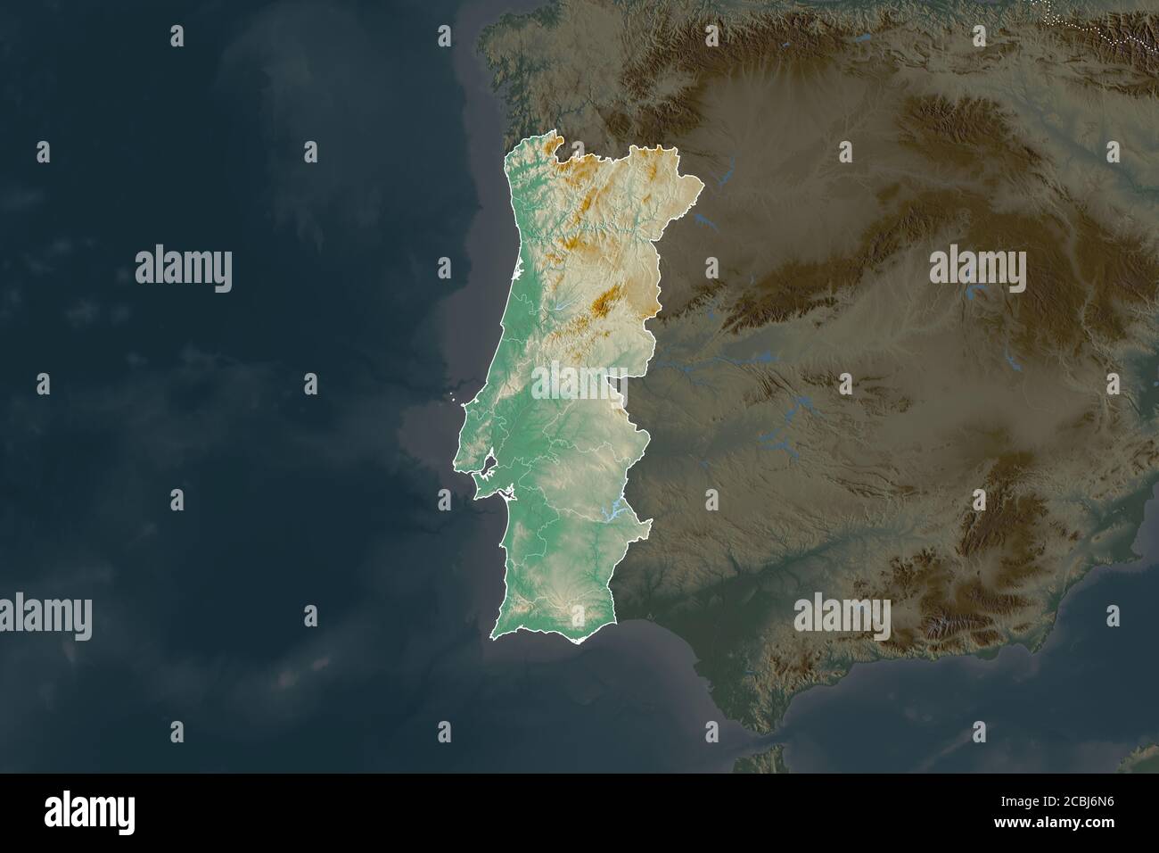 Shape of Portugal separated by the desaturation of neighboring areas ...