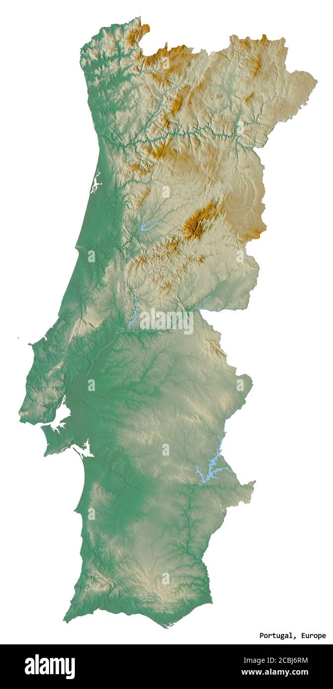 Shape of Portugal with its capital isolated on white background ...