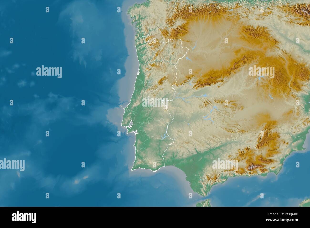 Extended area of Portugal with country outline, international and ...