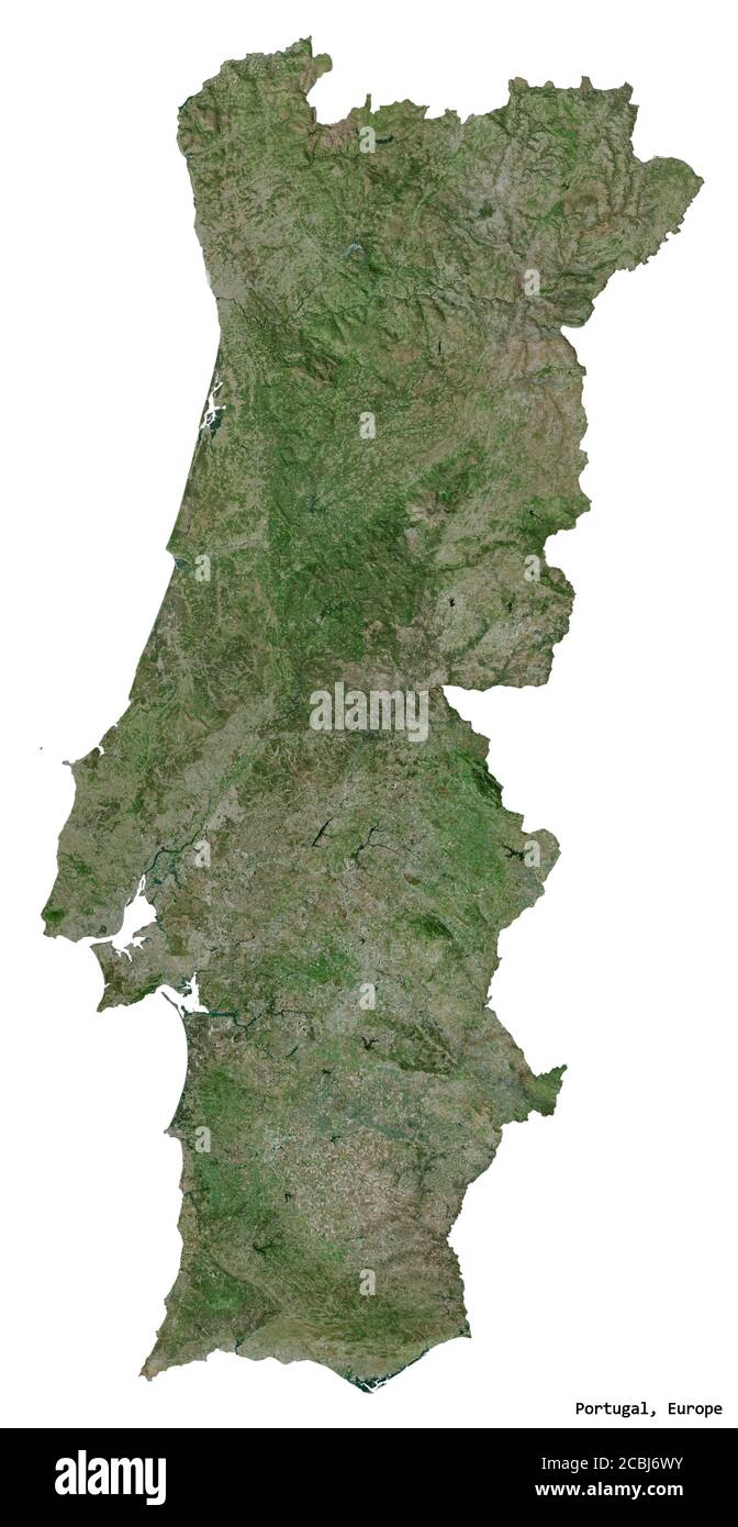 Shape of Portugal with its capital isolated on white background ...