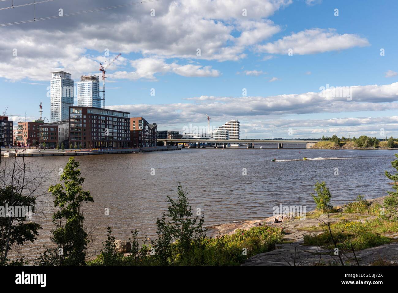New residential district Kalasatama with high-rise buildings Majakka ...