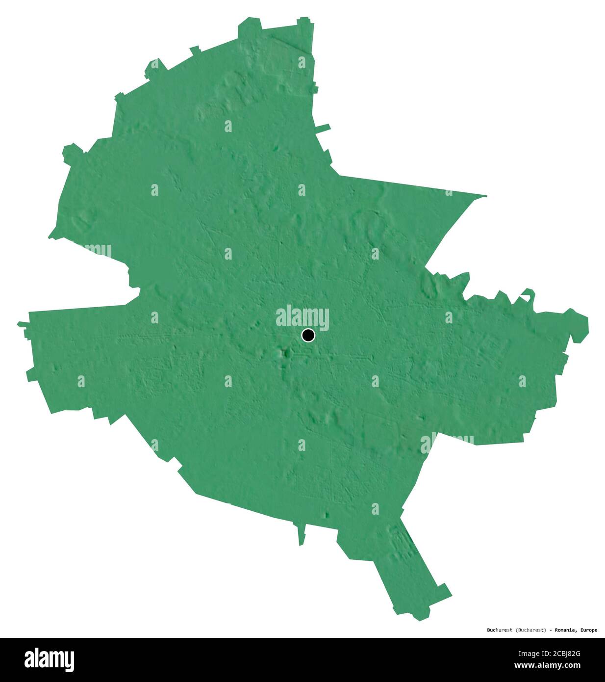 Shape of Bucharest, municipality of Romania, with its capital isolated ...
