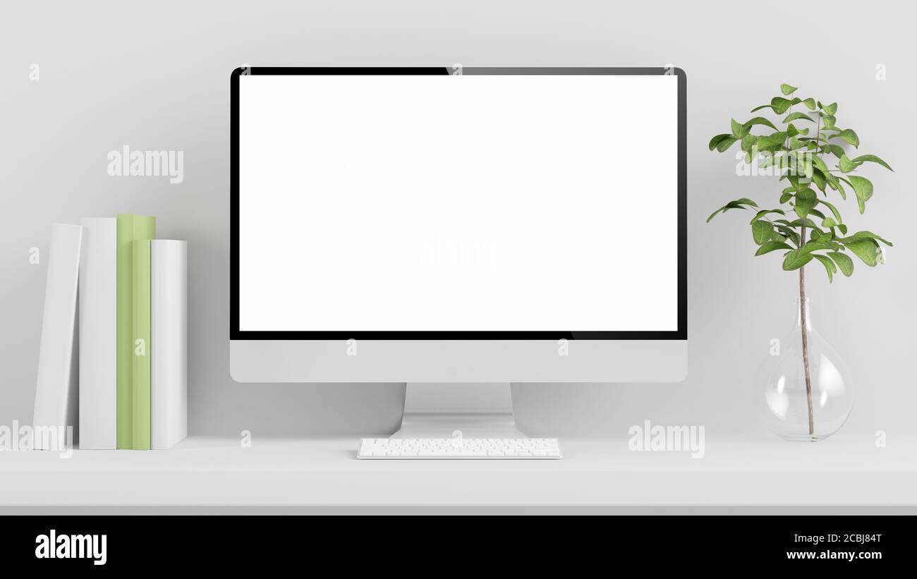 Minimal computer mock up 3d rendering Stock Photo - Alamy