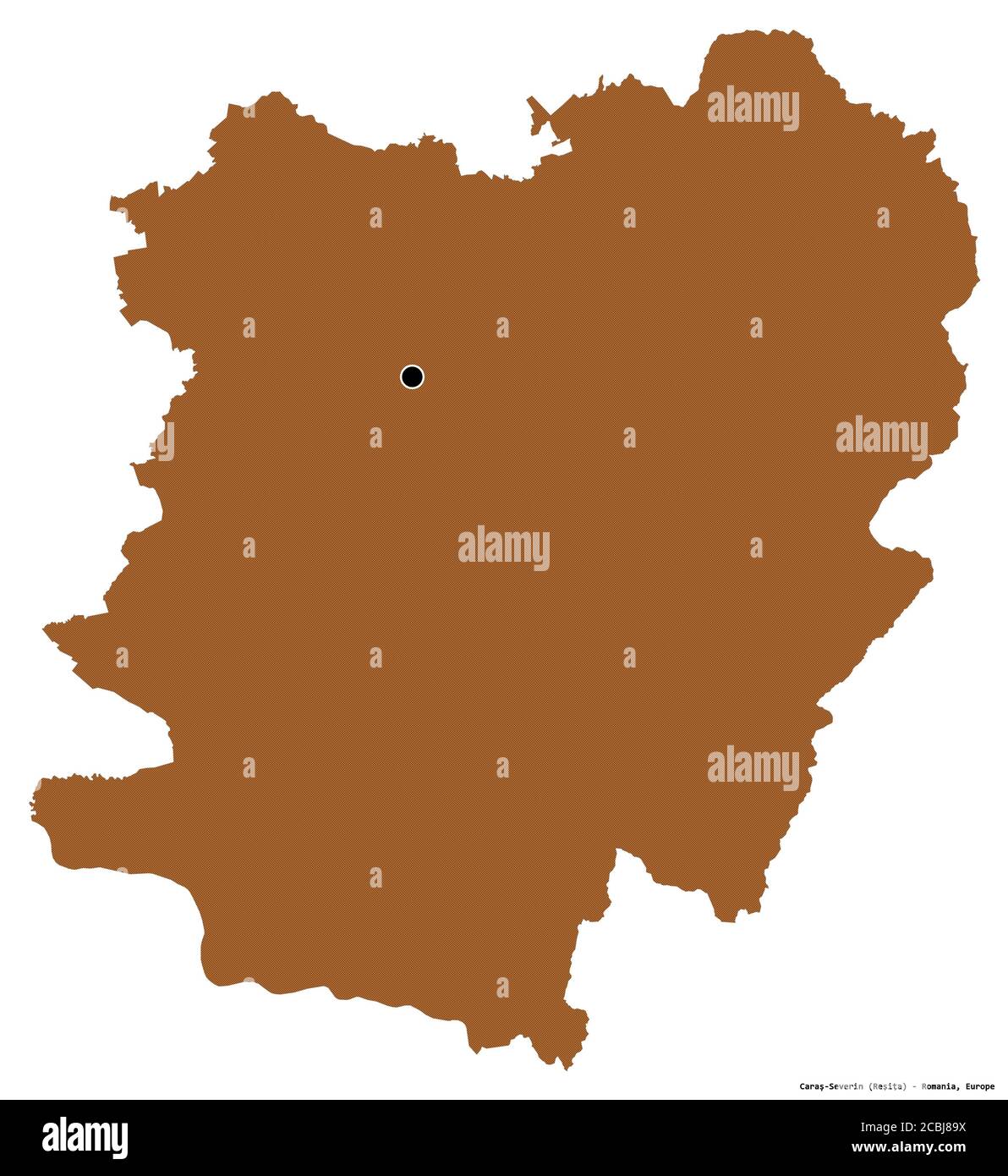 Shape of Caraș-Severin, county of Romania, with its capital isolated on ...