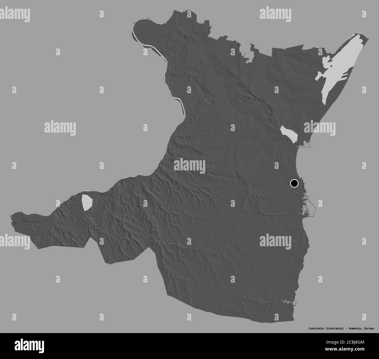 Shape of Constanța, county of Romania, with its capital isolated on a ...