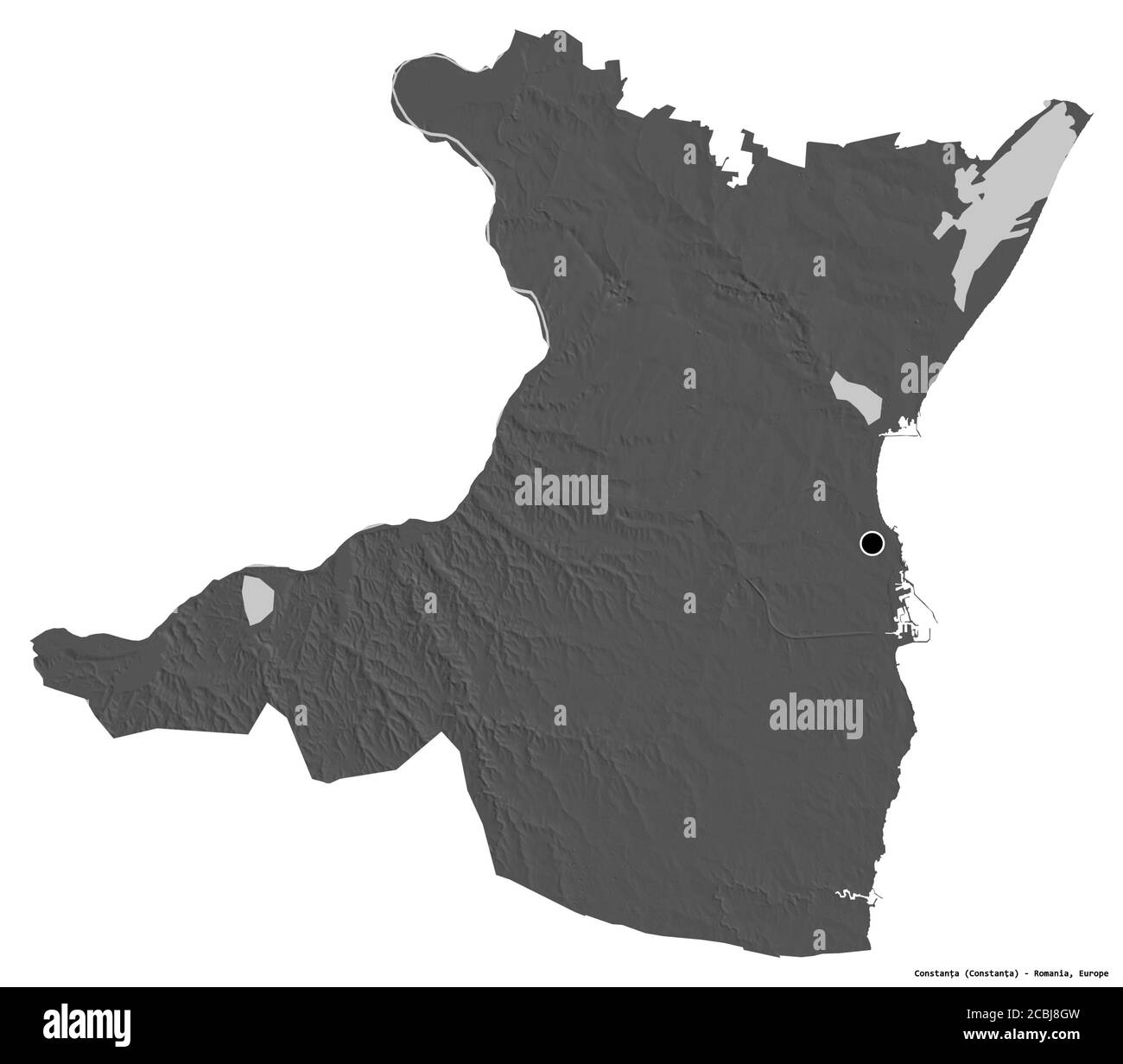 Shape of Constanța, county of Romania, with its capital isolated on ...