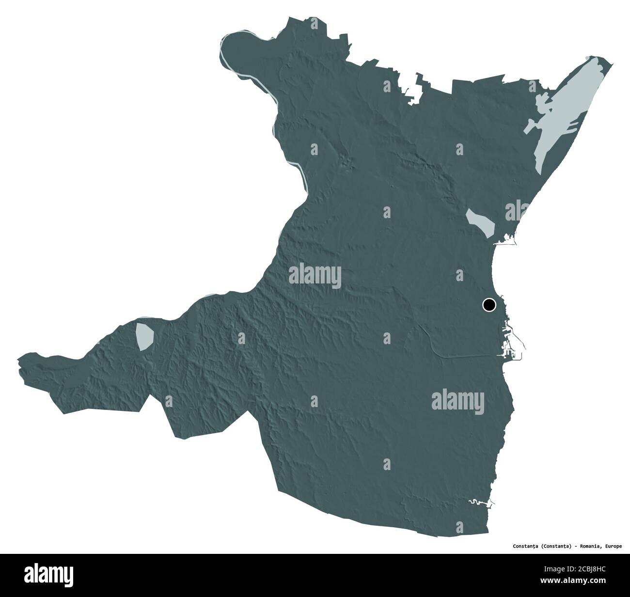 Shape of Constanța, county of Romania, with its capital isolated on ...