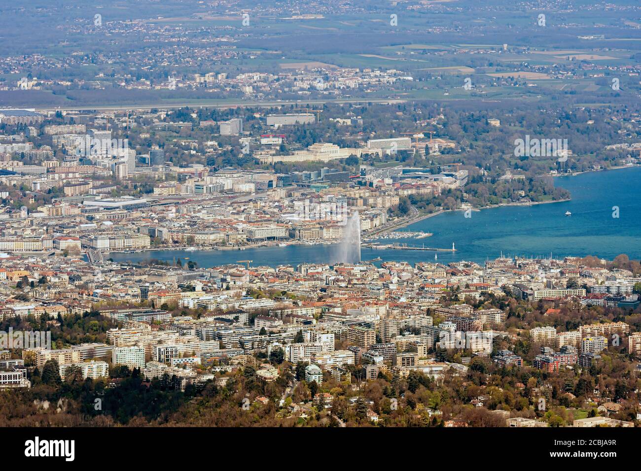 Geneva, Switzerland - April 14, 2019: View of Geneva and its suburbs ...