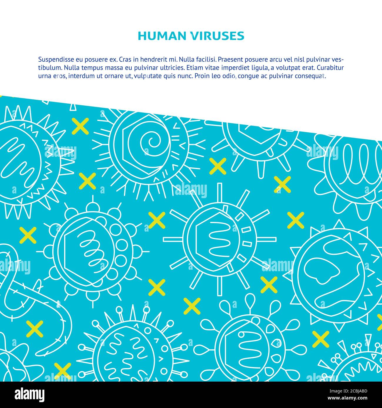 Human viruses banner in line style with place for text. Medical poster ...