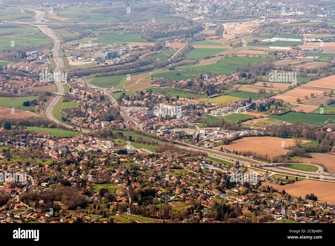 Geneva, Switzerland - April 14, 2019: View of Geneva and its suburbs ...