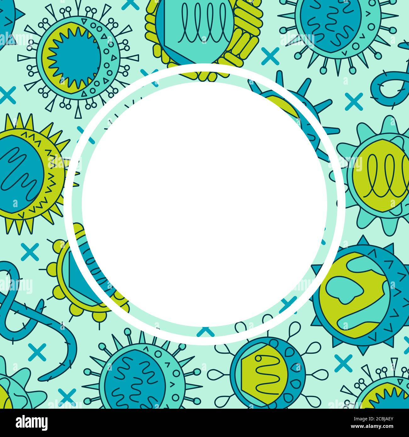 Human viruses poster in colored line style with place for text. Science ...