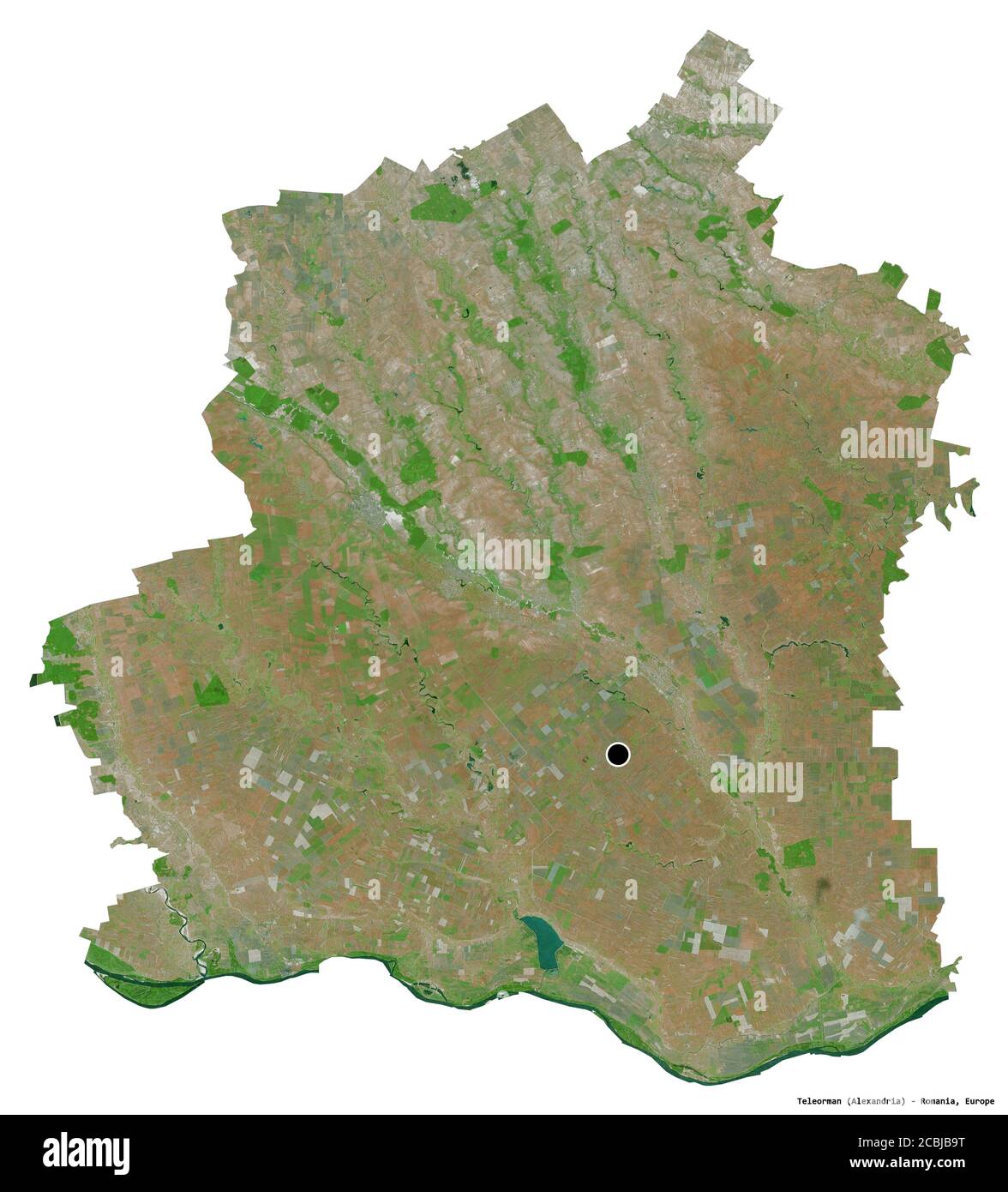 Shape of Teleorman, county of Romania, with its capital isolated on ...