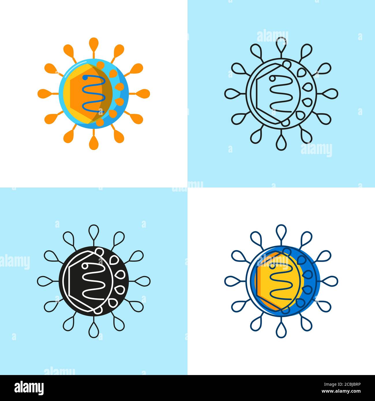 Hepatitis icon set in flat and line style. Virus cell symbols ...