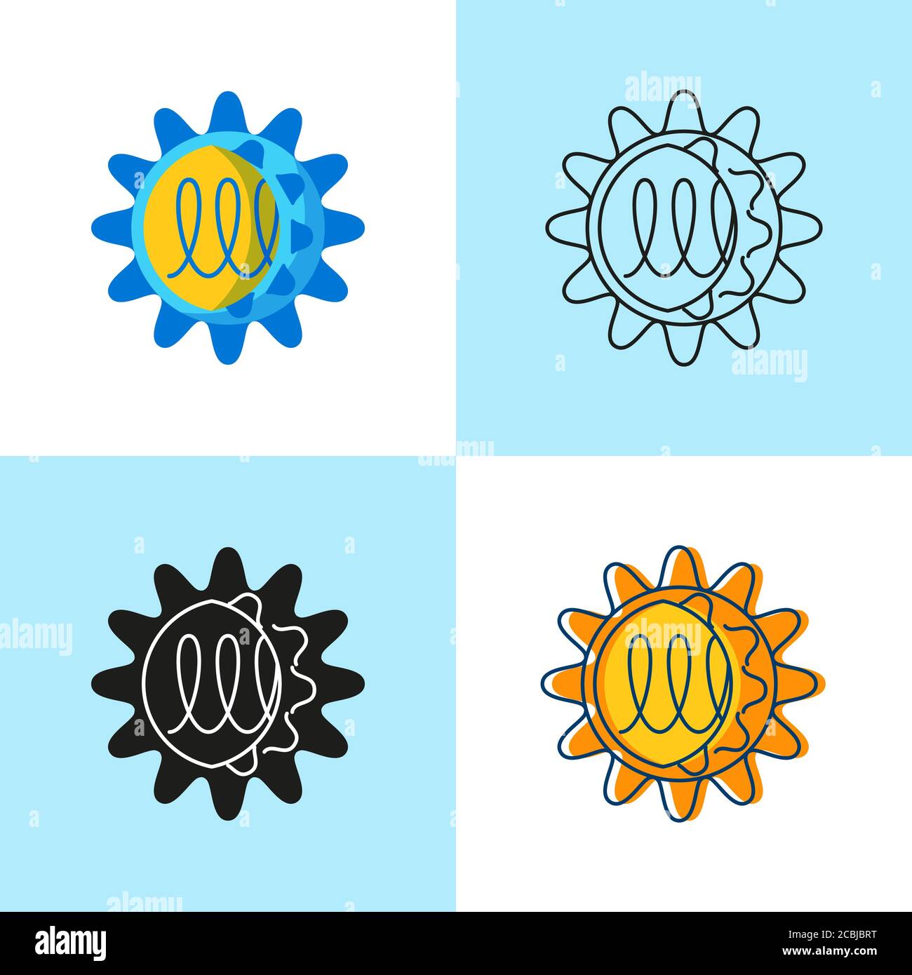 Norovirus icon set in flat and line style. Virus cell symbols ...
